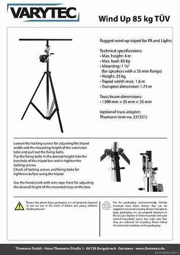 Varytec Wind Up 85 kg TÜV – Musikhaus Thomann
