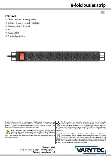 Varytec power distribution panel 8x Sc – Musikhaus Thomann